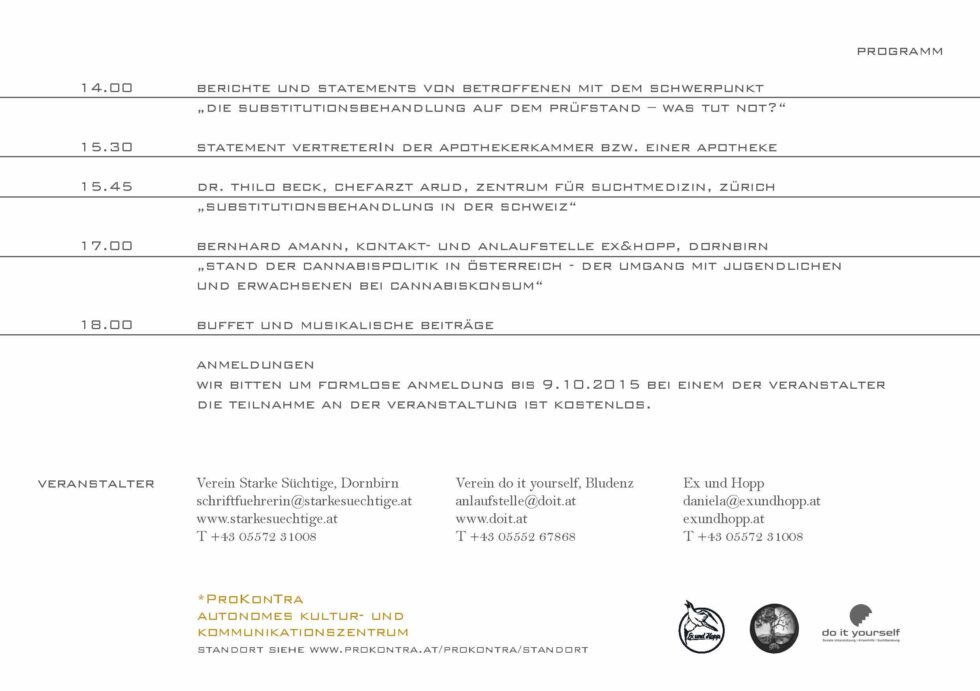 Erste Drogen Selbsthilfe Tagung - Drogenselbsthilfe Vorarlberg